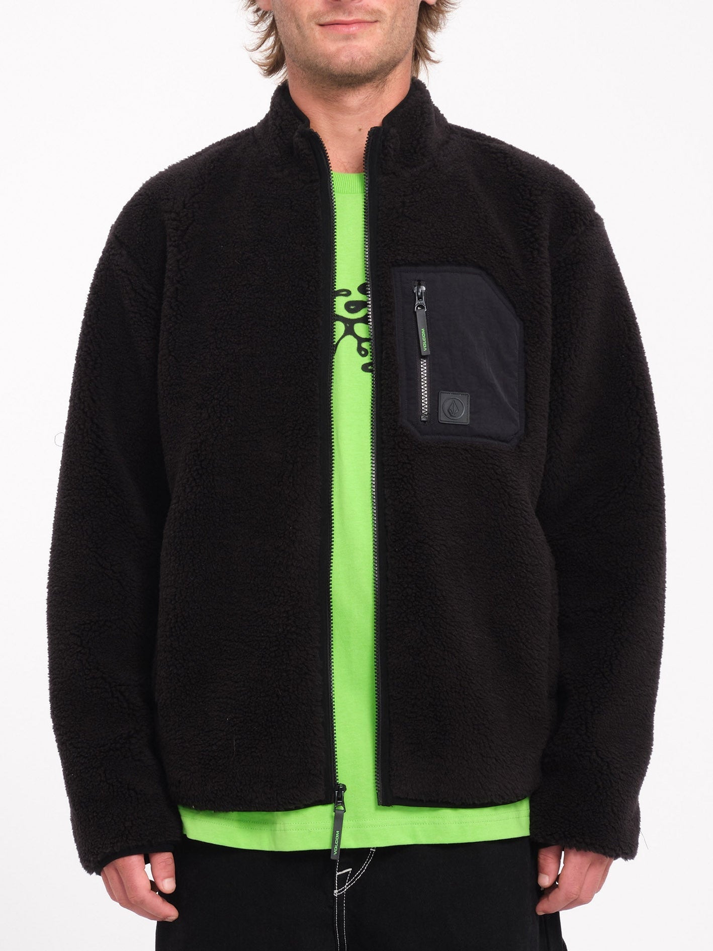 VOLCOM Muzzer Fuzzar Zip Sherpa Sweatshirt - Black