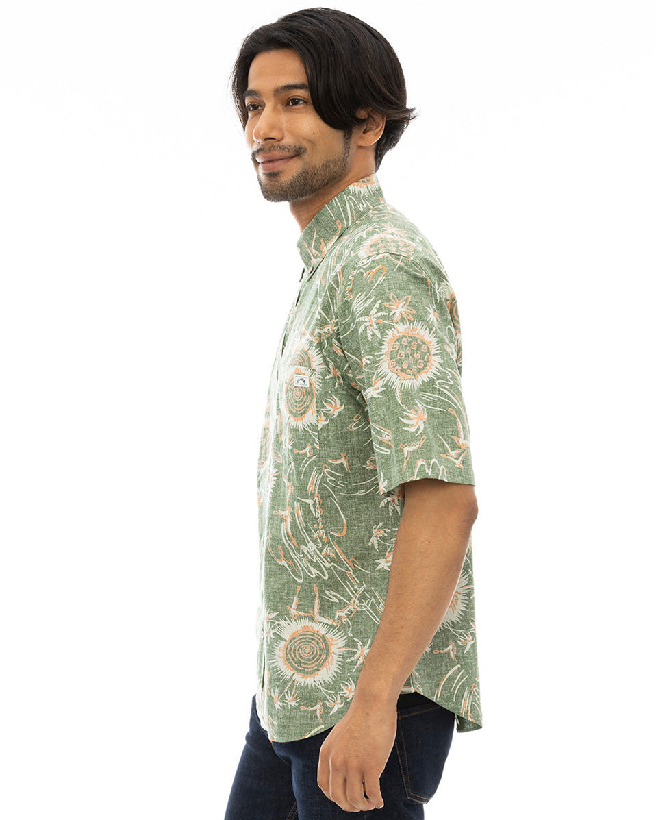 【SALE】【直営店限定】BILLABONG x 鎌倉シャツ メンズ アロハシャツ GRN【2024年夏モデル】