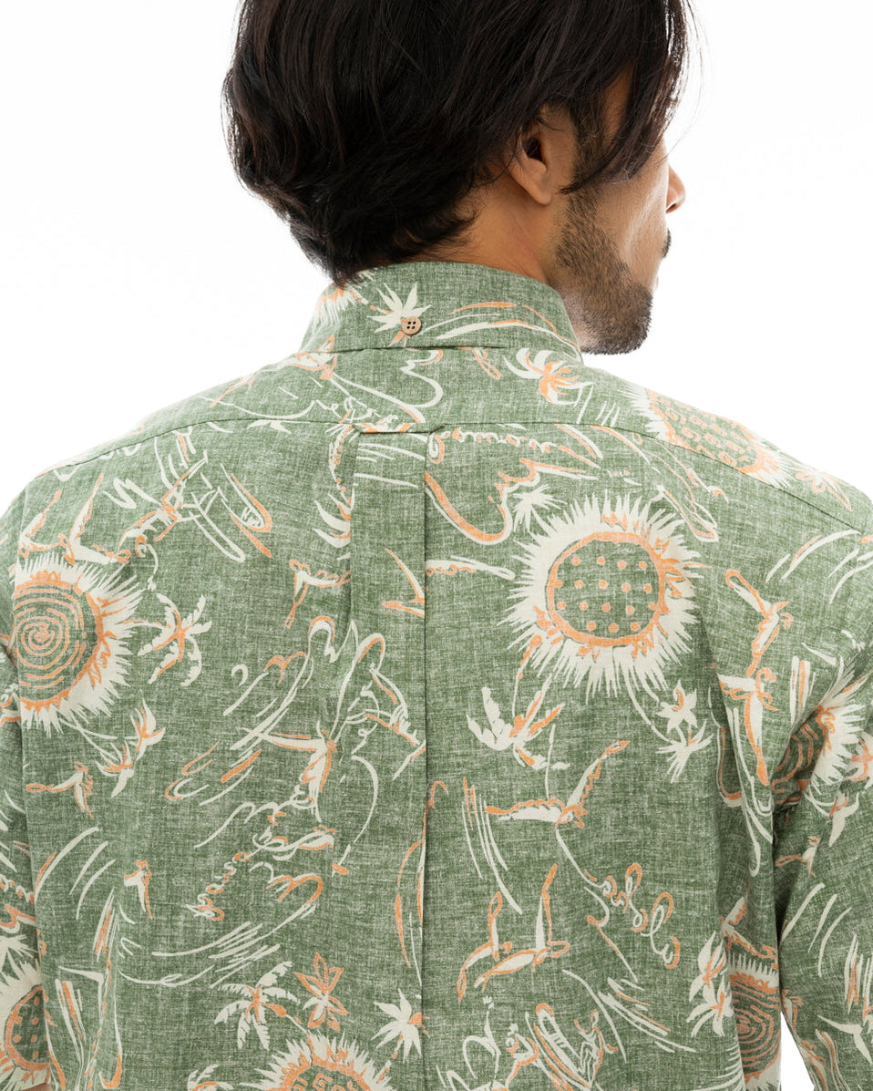 【SALE】【直営店限定】BILLABONG x 鎌倉シャツ メンズ アロハシャツ GRN【2024年夏モデル】