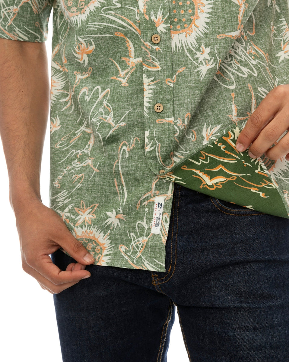 【SALE】【直営店限定】BILLABONG x 鎌倉シャツ メンズ アロハシャツ GRN【2024年夏モデル】
