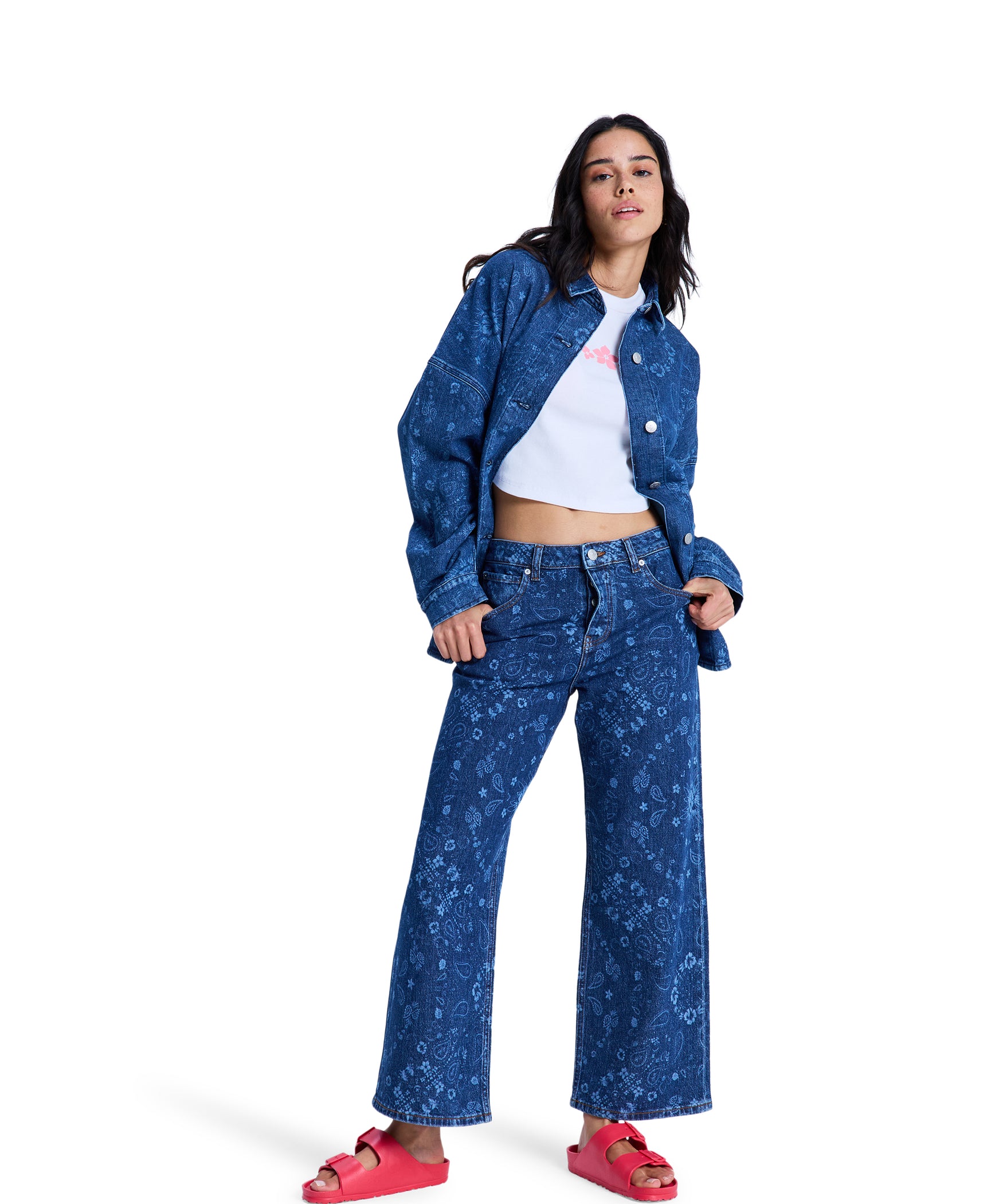 ROXY KICK BACK WASHED DENIM ペイズリー柄デニムシャツ 【2026年春夏モデル】