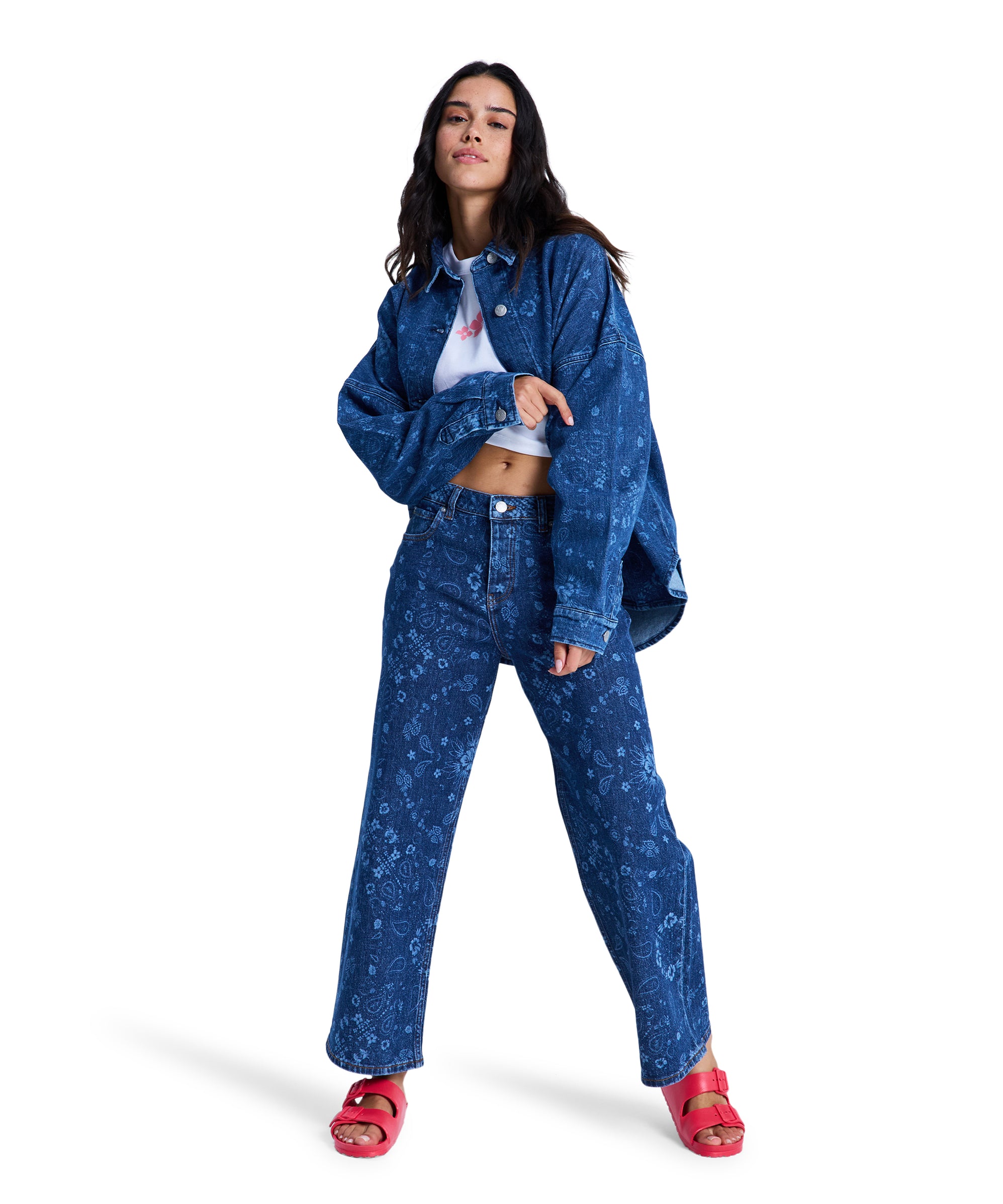 ROXY KICK BACK WASHED DENIM ペイズリー柄デニムシャツ 【2026年春夏モデル】